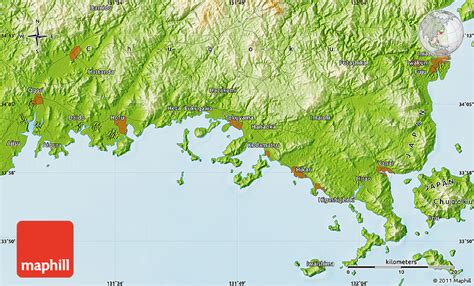 Physical Map Of Iwakuni