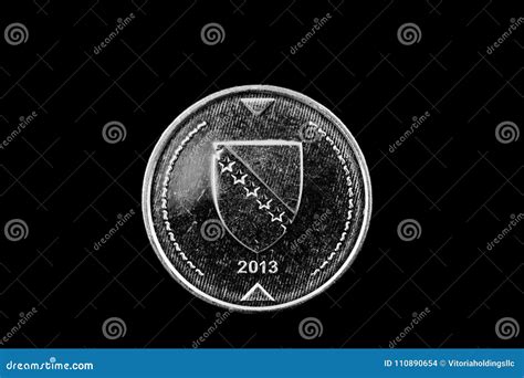 Bosnian Five Fenings Coin Isolated On Black Stock Photo Image Of