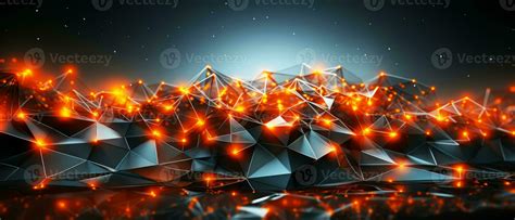 Abstract Technology Background Network Connection Structure With Glowing Particles Ai