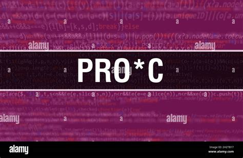 pro c text written on programming code abstract technology background