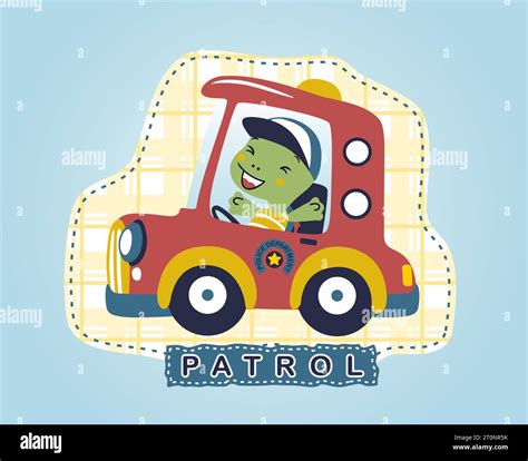 Funny Turtle On Car Vector Cartoon Illustration Stock Vector Image And Art Alamy