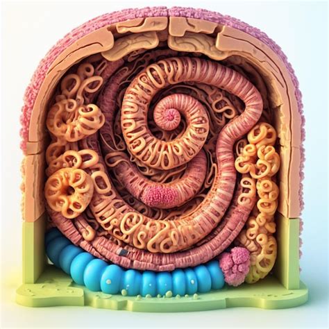 Premium Ai Image 3d Realistic Cartoon Small Intestine With Villi