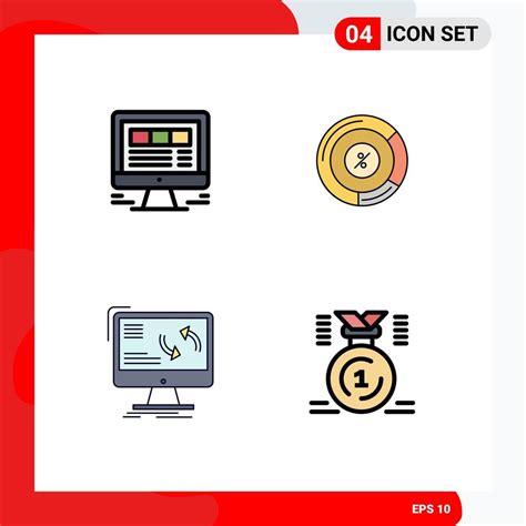 Universal Icon Symbols Group Of 4 Modern Filledline Flat Colors Of Browser Synchronization