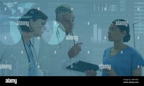 Image Of Data Processing Over Diverse Doctors Global Medicine