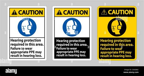 Caution Sign Hearing Protection Required In This Area Failure To Wear