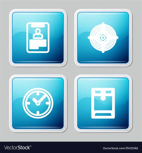 Set Line Identification Badge Target Sport Clock Vector Image