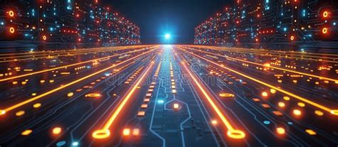 Futuristic Data Center With Neon Lights AI Hub Cyber Innovation
