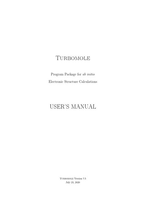 Turbomole Manual 7 5 Pdf Density Functional Theory Computational Chemistry