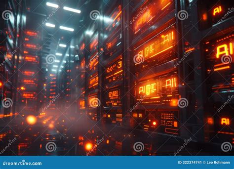Ai Powered Server Racks In A Data Center Illustrating The Integration