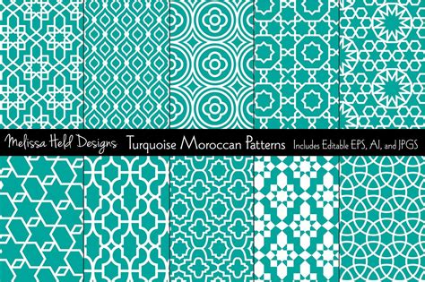 Moroccan Patterns Turquoise Blue By Melissa Held Designs Thehungryjpeg