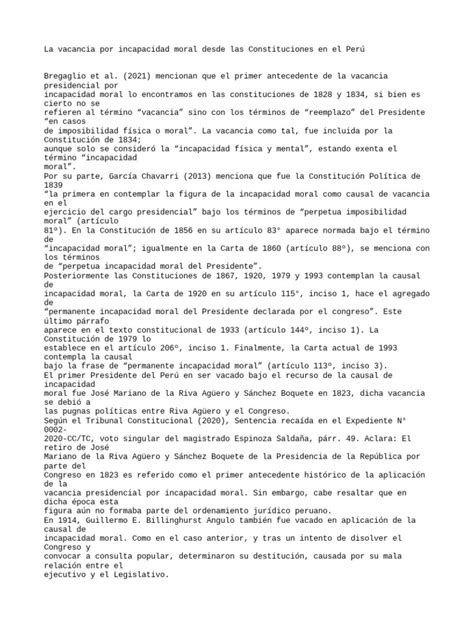 Vacancia Presidencial Por Moral Pdf Gobierno Perú