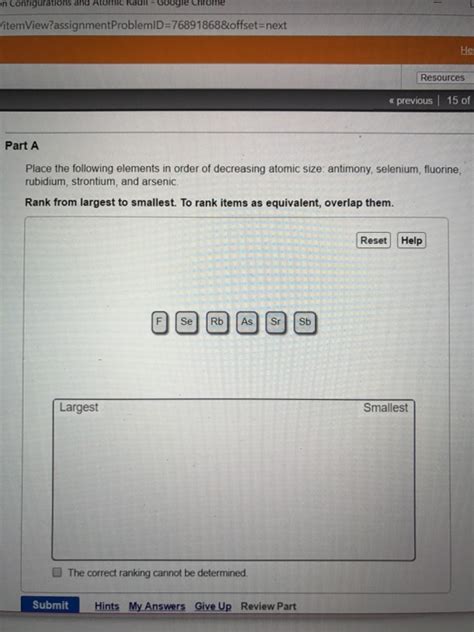 Solved Place The Following Elements In Order Of Decreasing