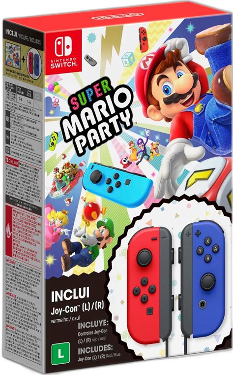 Nintendo Switch Super Mario Party Red Blue Joy Con Bundle Na