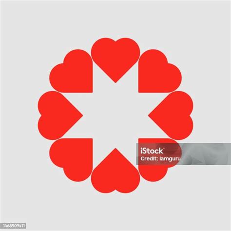 Cercle Abstrait Du Signe Des Cœurs Symbole Détoile Créatif Icône De