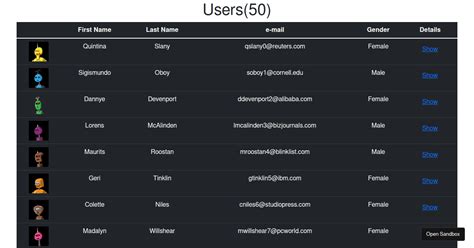 Expandable Table Forked Codesandbox