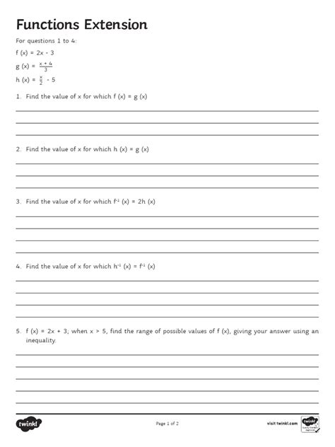 Lesson 3 Functions Extension Activity Sheet Pdf Inequality Mathematics Mathematics