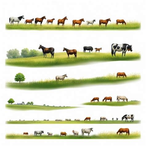 Premium Vector Pasture Vector Set White Background Isolated A High