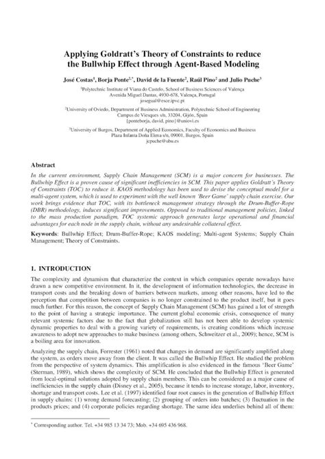 Pdf Applying Goldratts Theory Of Constraints To Reduce The Bullwhip