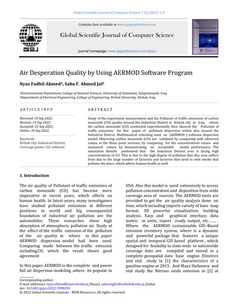 Pdf Air Desperation Quality By Using Aermod Software Program