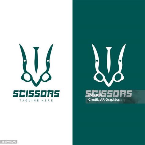 はさみのロゴ切削工具のベクター画像理髪店のかみそりのはさみのシンプルなデザインイラストテンプレートアイコン あごヒゲのベクターアート素材や