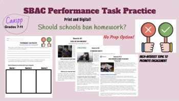 Caaspp SBAC Performance Task Practice Distanced Learning No Prep