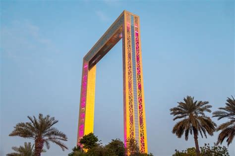 Premium Photo Dubai Frame At Night