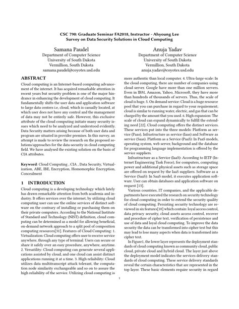 Pdf Survey On Data Security Solutions In Cloud Computing