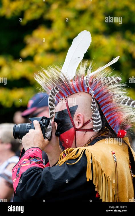 Canada Indigenous Native Wahta Mohawk Iroquois Warrior Using A Digital