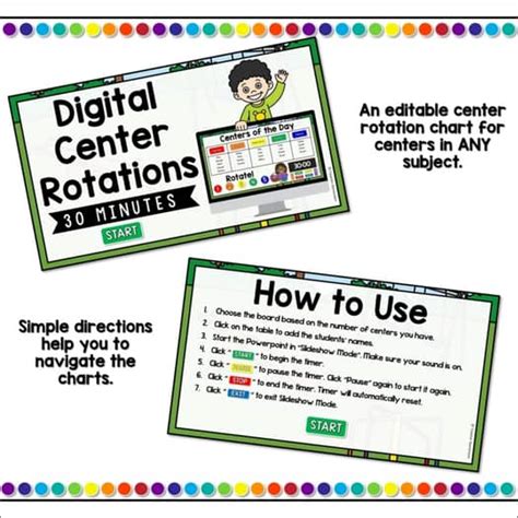 Digital Center Rotation Charts 30 Minute Classroom Management