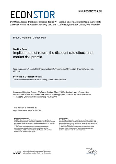Pdf Implied Rates Of Return The Discount Rate Effect And Market