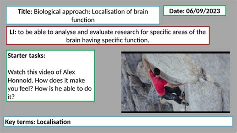 Ib Psychology Localisation Of Brain Function Teaching Resources