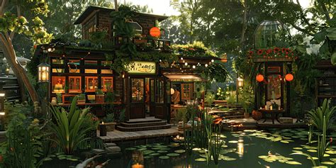 Serene Greenhouse Or Nursery With Lush Variety Of Plants And Vibrant An