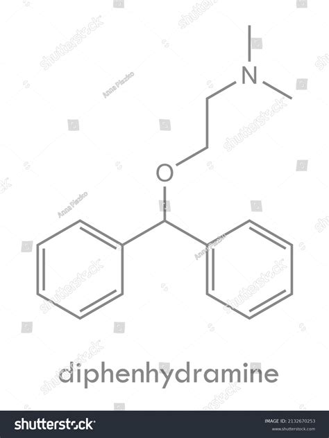 Diphenhydramine Structure Antihistamine Drug Molecule Used เวกเตอร์