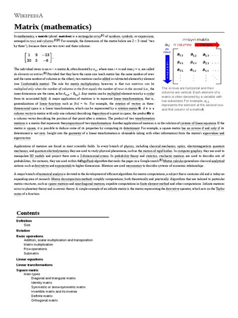 Wikipedia Matrix Pdf Determinant Matrix Mathematics