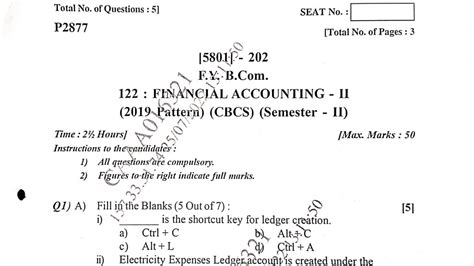 Fybcom Sem Ii All Subject Question Papers Sppu Youtube