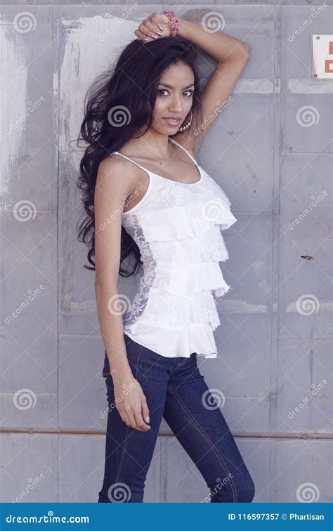 Beautiful Young Woman With Long Dark Hair Stock Image Image Of