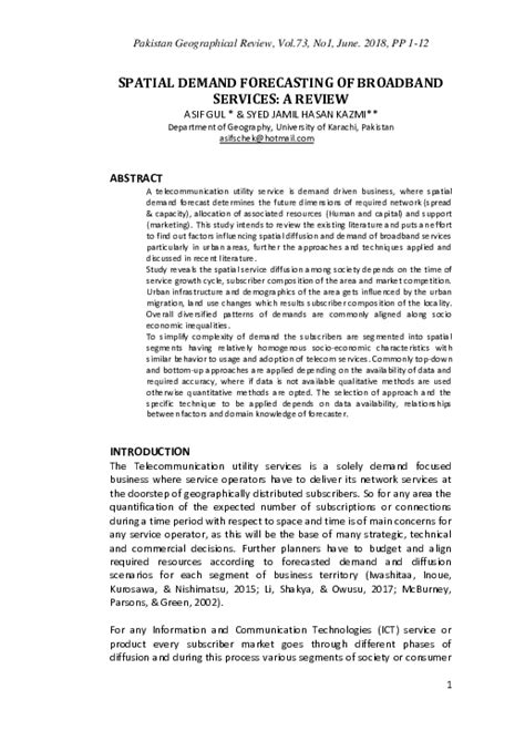 Pdf Spatial Demand Forecasting Of Broadband Services A Review