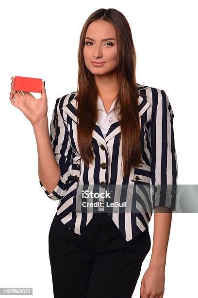 Photo Libre De Droit De Carte Fille De Bureau Montrant Isolé Sur Fond
