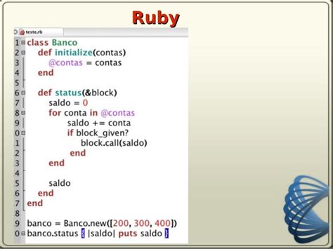 apresentação de ruby com blocos de programação módulos e outros exem…