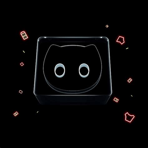 Logotipo Do Github Esculpido Em Vidro Preto Transparente Cabe A Flutuante Em Acentos Brancos