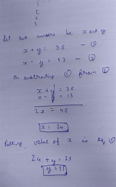 1 Sum Of Two Numbers Is 35 And Their Difference I13 Find The Numbers