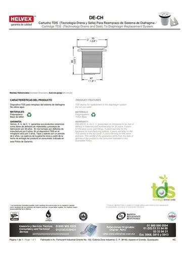 Cartucho Y Contra Migitorio De Diafragma Helvex Modelo De Ch En Venta
