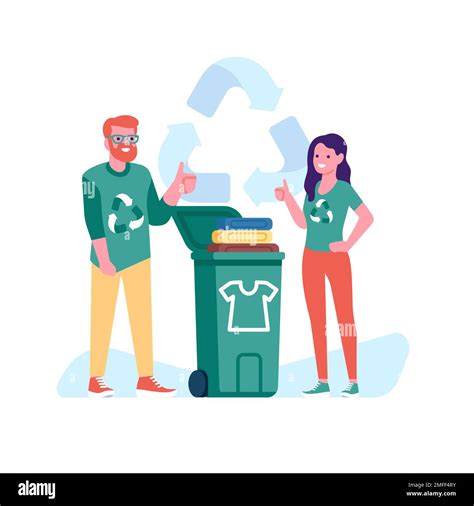 People Wear Clothes Made From Recycled Textiles Characters Sort Old