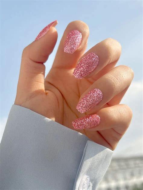 Pink Sparkle Acrylic Nails
