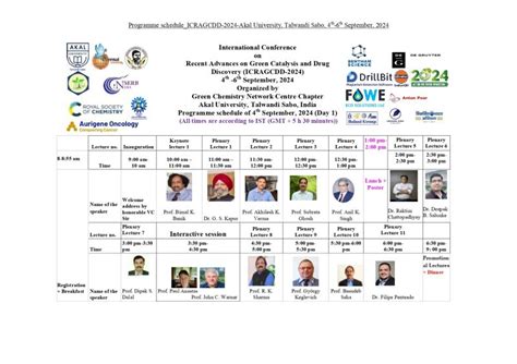 Final Programme Schedule Of Our Upcoming International Conference On Recent Advances On Green