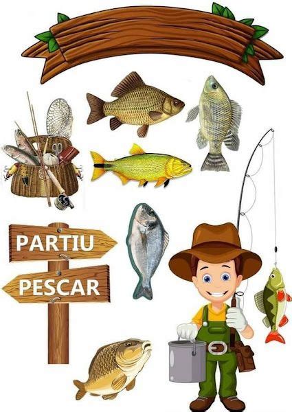 Topo de bolo pescador para editar e imprimir grátis Festa Free Bolo