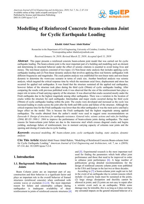 Modeling Reinforced Concrete Beam Column Joints Subjected To Cyclic