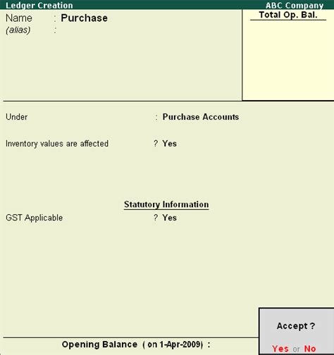 Creating Purchase Ledger GST