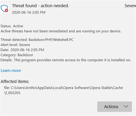 Threat Found In Opera Cache Opera Forums