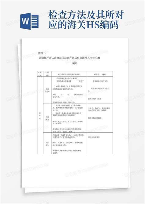 检查方法及其所对应的海关hs编码word模板下载编号lmznyaze熊猫办公